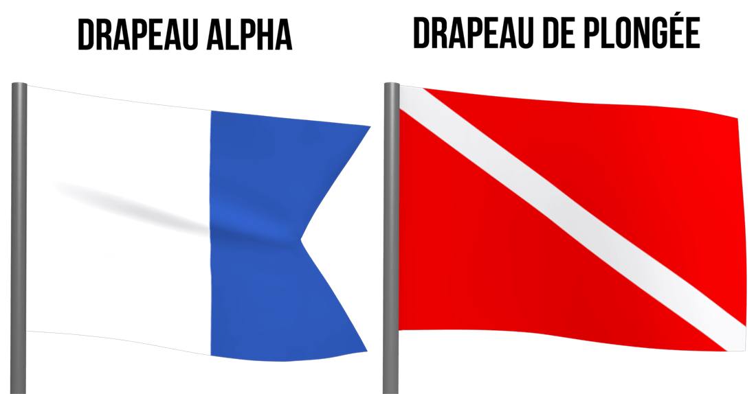 Bouée de plongée - Drapeau Alpha et Drapeau de plongée